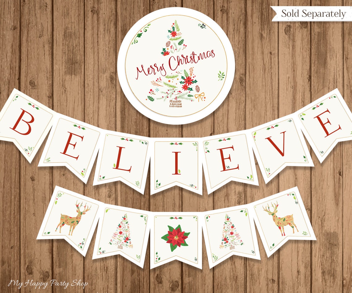 Christmas Banner PRINTABLE DIY Joy Banner Merry Christmas - Etsy