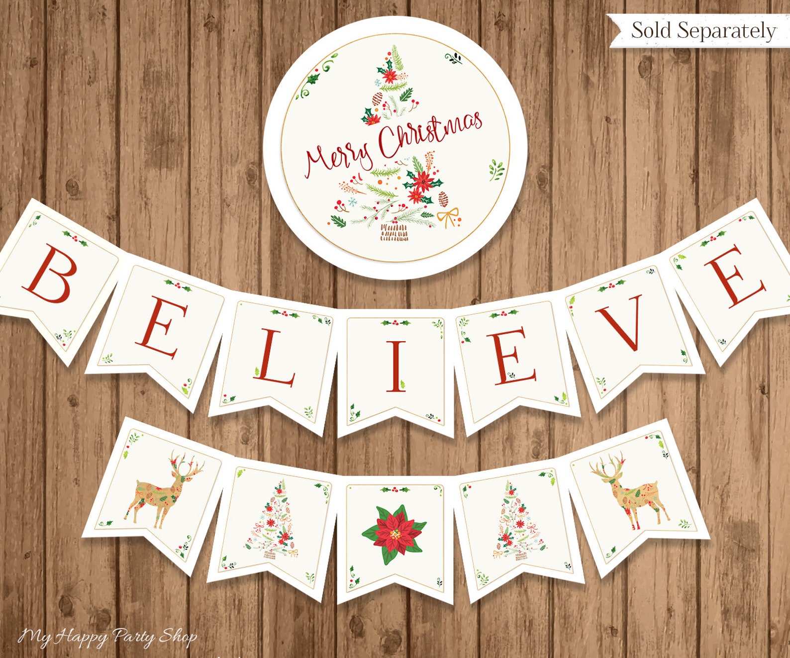 Christmas Banner PRINTABLE DIY Joy Banner Merry Christmas - Etsy