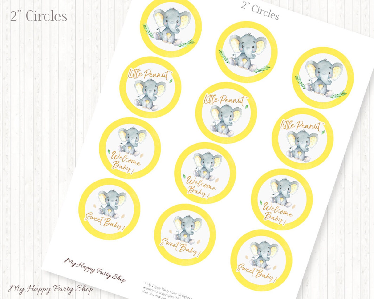 Yellow Elephant Bookplate PRINTABLE Elephant Baby Shower | Etsy