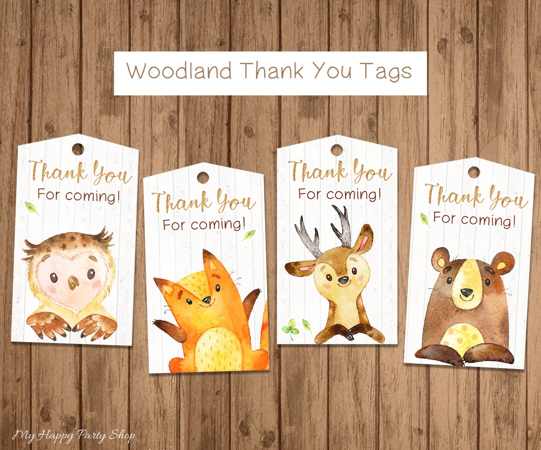 Woodland Thank You Tag, PRINTABLE, Favor Tags, Woodland Party Add-ons ...