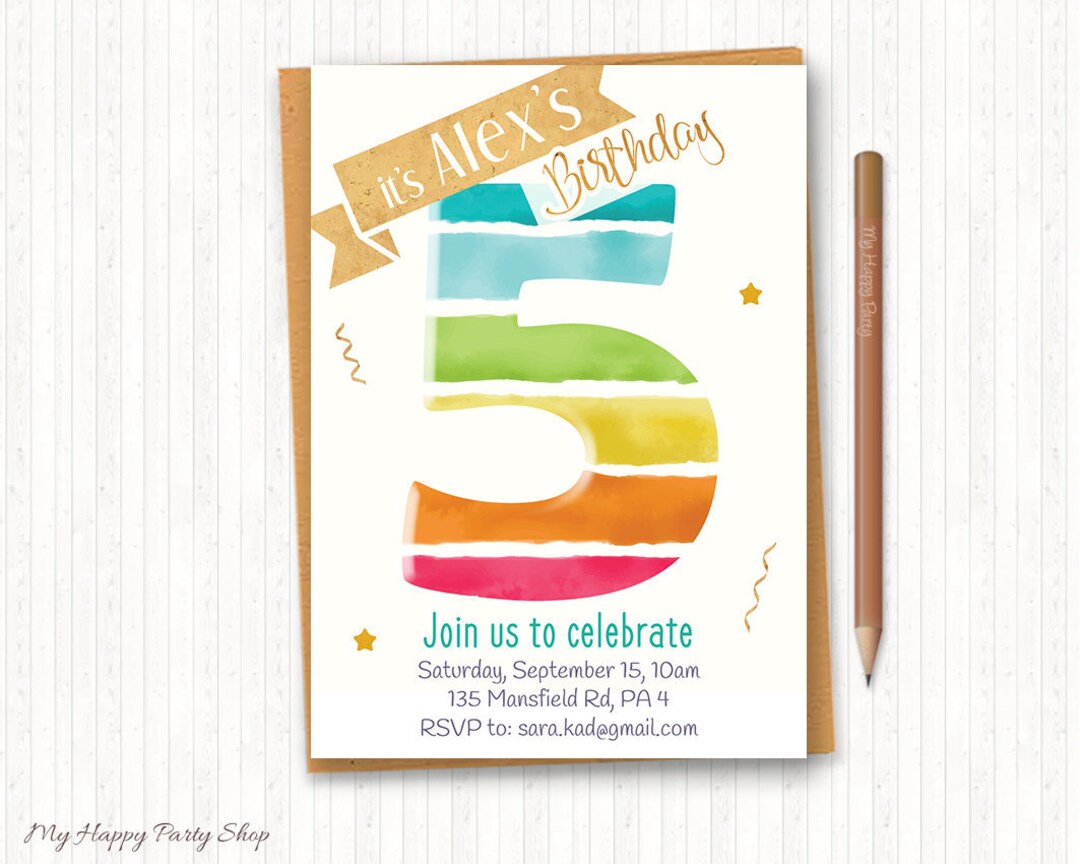 Rainbow Invitation, PRINTABLE, Rainbow Birthday Party Invitation ...