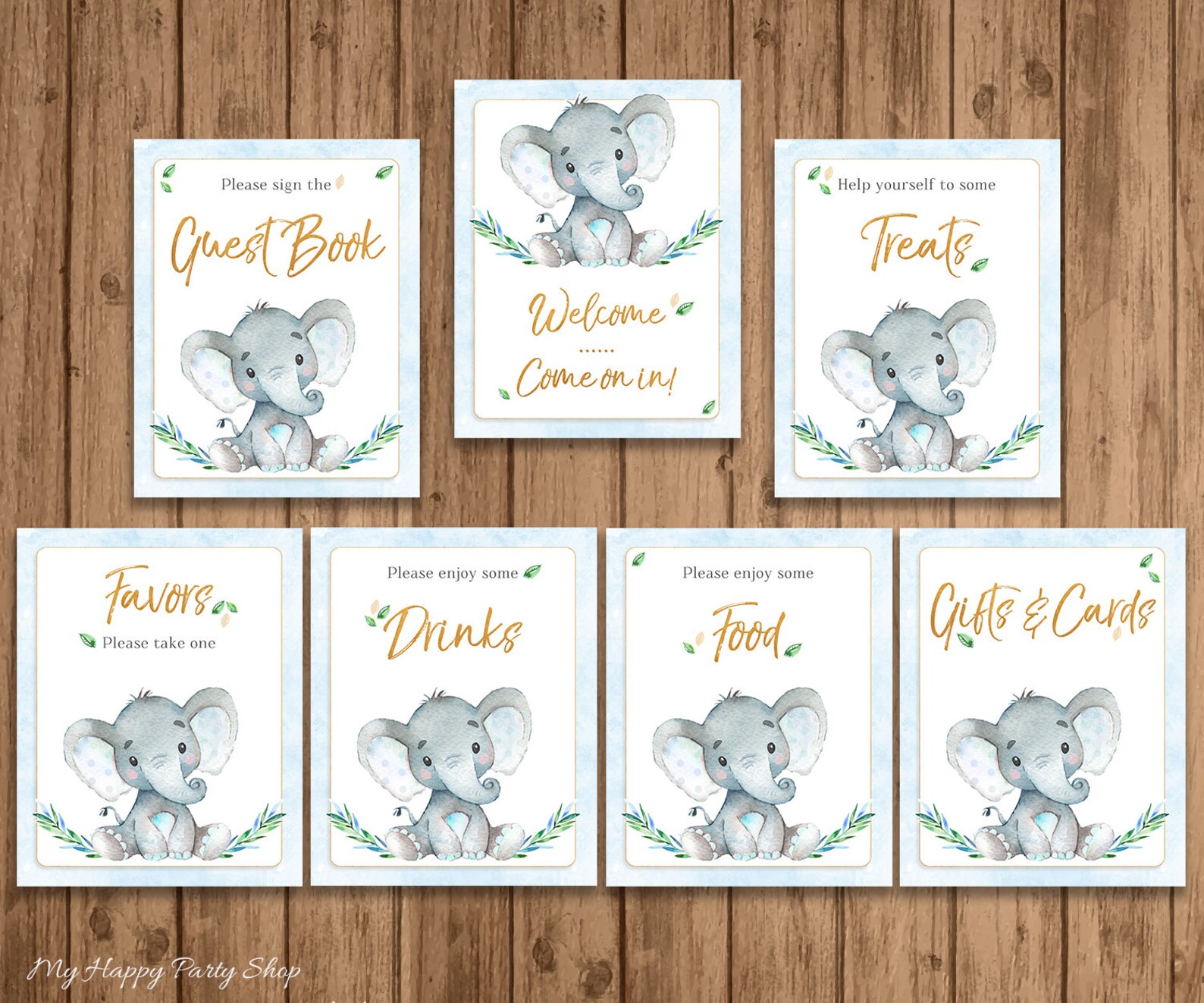 Blue Elephant Happy Birthday Banner, PRINTABLE, 1st Birthday, First ...
