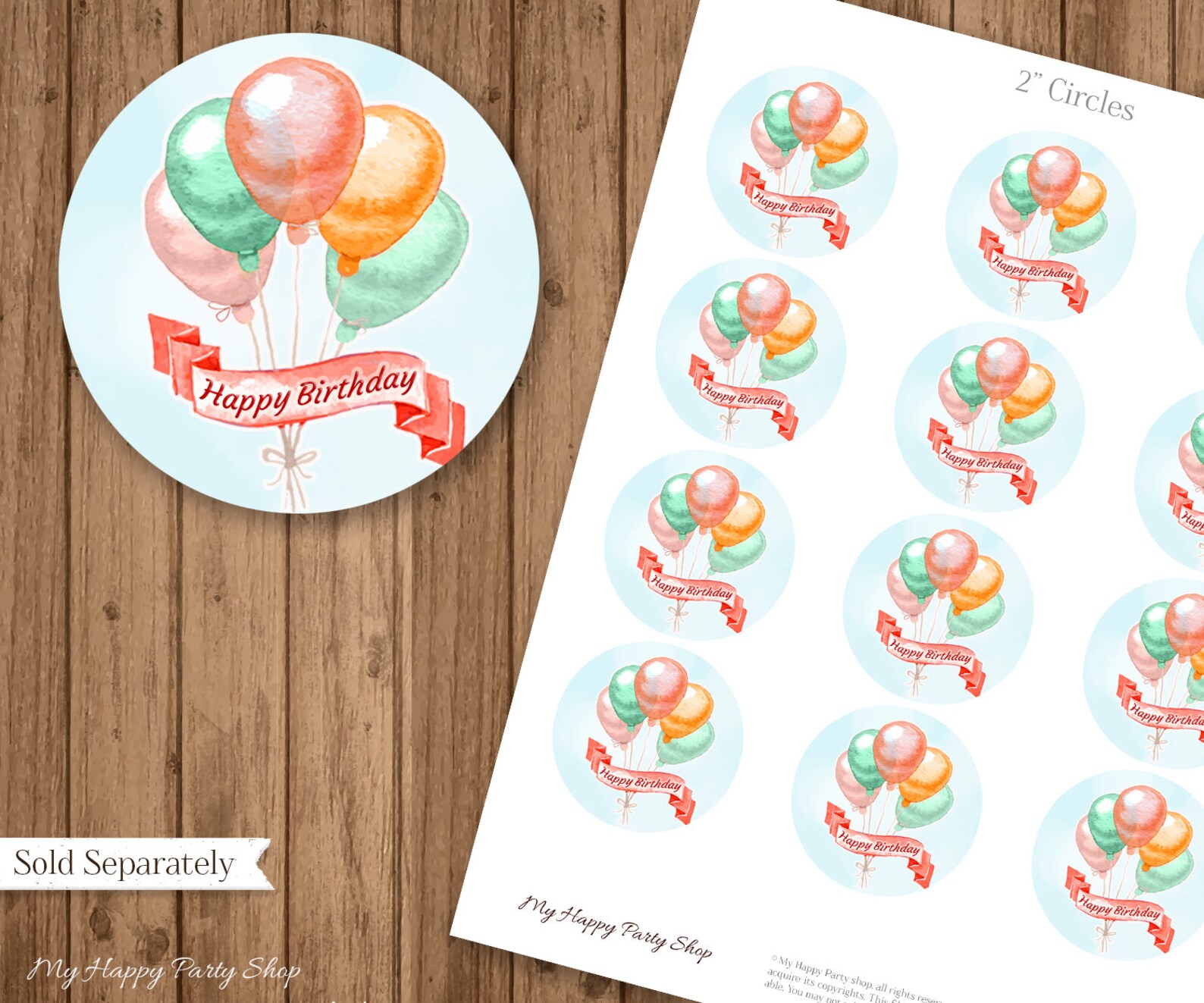 Balloons Happy Birthday Banner PRINTABLE the Wonderful - Etsy