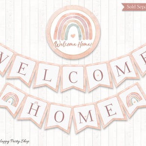 Twins Baby Shower Banner, PRINTABLE, Welcome Babies, Blush Rainbow ...