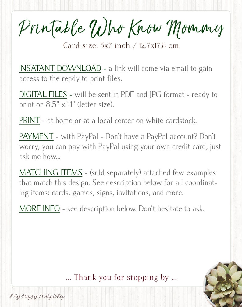 Who Knows the Parents to Be Best PRINTABLE Who Knows Mommy | Etsy