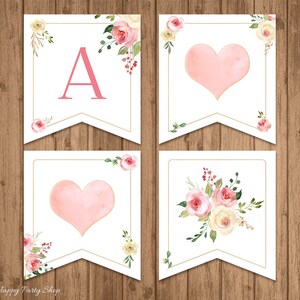 Roses Welcome Baby Banner, PRINTABLE, DIY, Blush Roses, It's a Girl ...