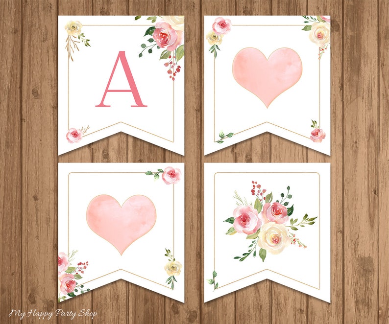 Roses Welcome Baby Banner PRINTABLE DIY Blush Roses | Etsy