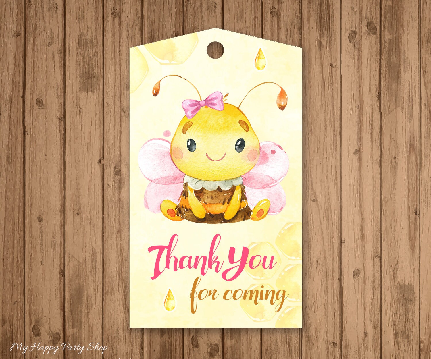 Bee Thank You Tags PRINTABLE Pink Bee Favor Tags Bee Baby - Etsy Israel