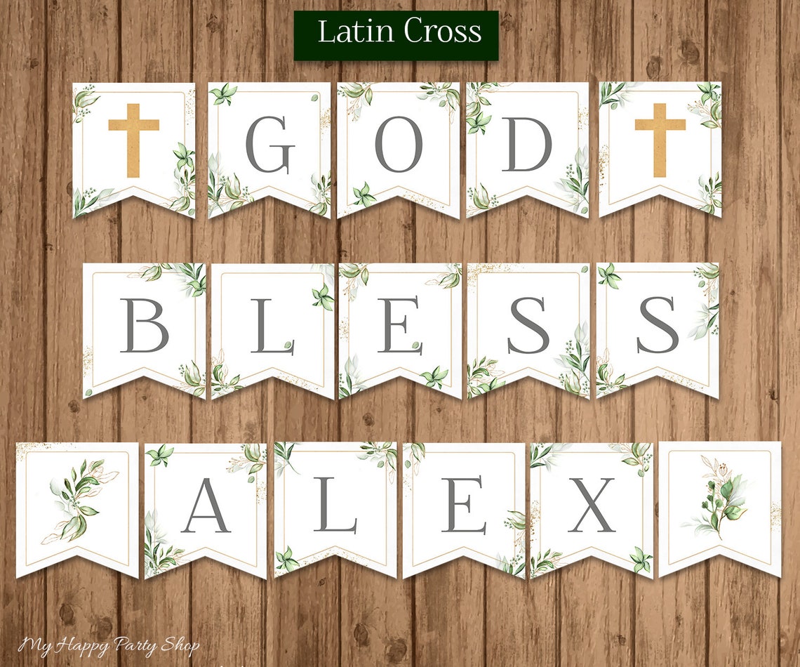 God Bless Banner PRINTABLE Custom Banner DIY Baptism - Etsy