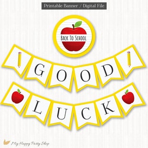 Good Luck Banner, PRINTABLE, Back to School Banner, School Party, Apple ...