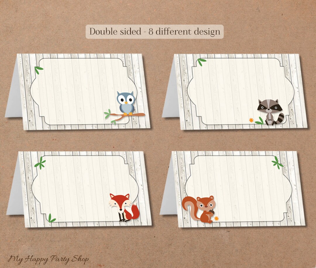 Woodland Forest Animal Buffet Cards, PRINTABLE, Food Label, Place Cards ...