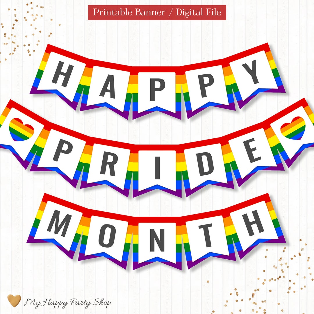 Pride Banner, Printable, Happy Pride Banner, LBGTQ Party Decor, Pride ...