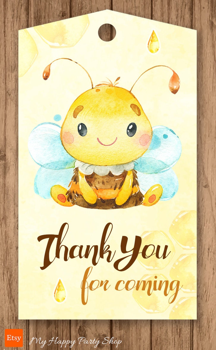 Bee Favor Tags PRINTABLE Bee Thank You Tags Bee Baby Shower | Etsy