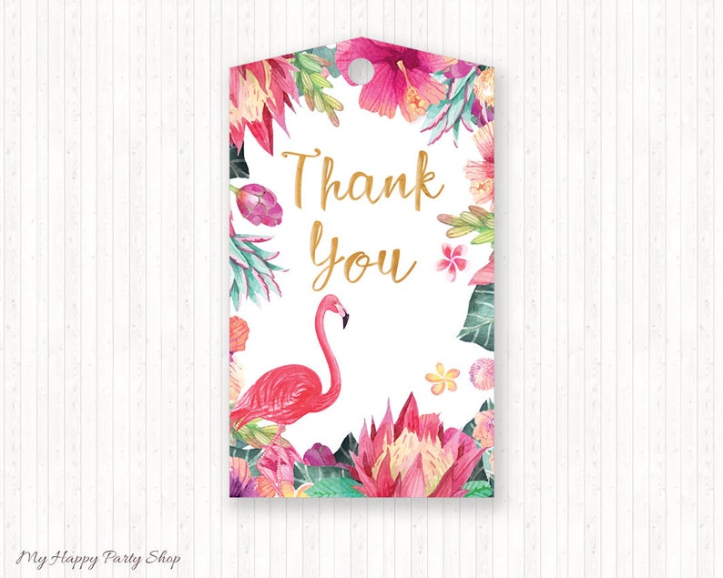 Tropical Favor Tags PRINTABLE Flamingo Favor Tags Tropical - Etsy