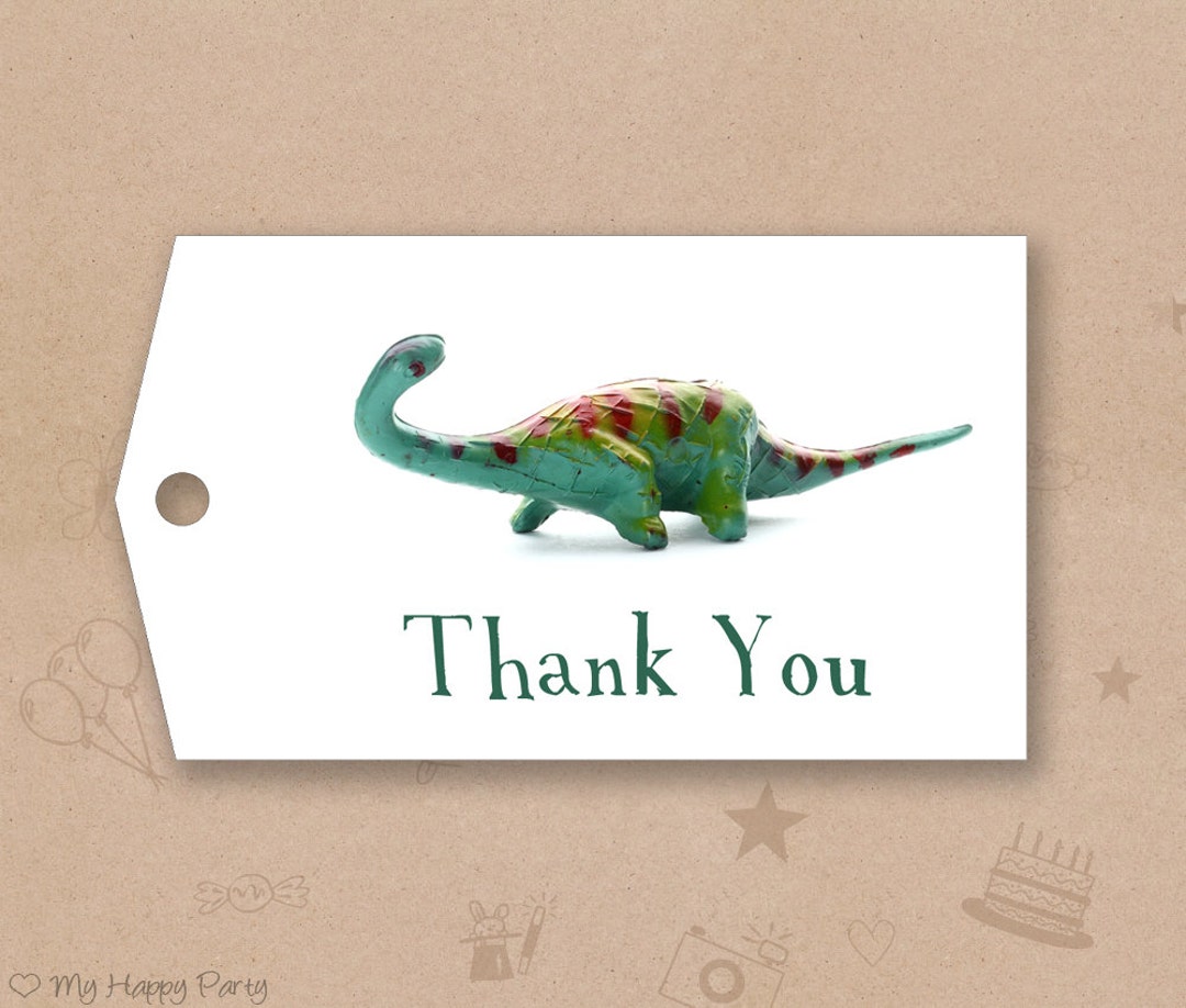 Dinosaur Birthday Thank You Tags, Dino Favor Tags, Green Dino Birthday ...