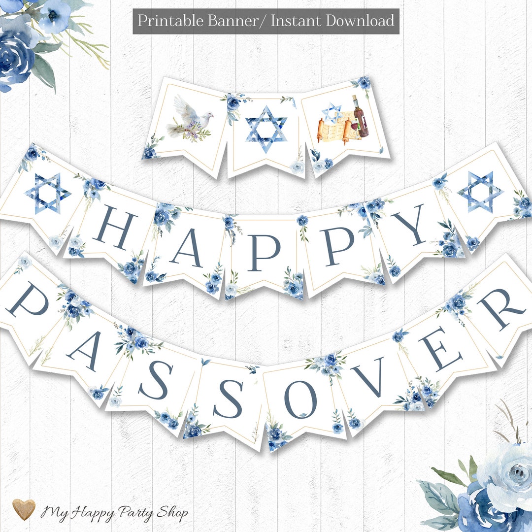 Passover Banner, PRINTABLE, Happy Passover, Pesach Jewish Holiday ...