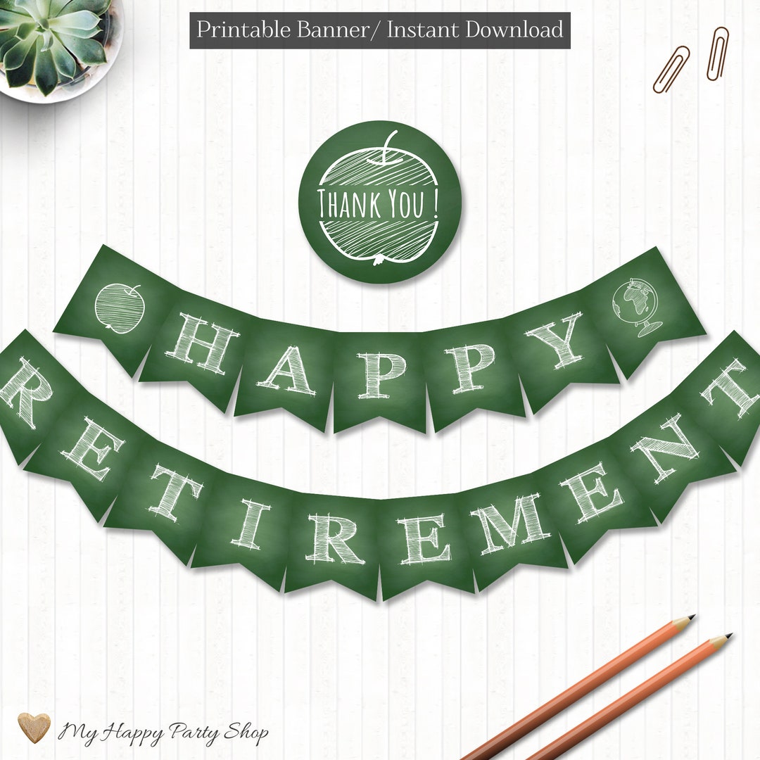 Retirement Banner, PRINTABLE, Happy Retirement, Retirement Party Decor ...