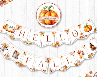 Printable Hello Fall Banner Fall Decor Bulletin Board - Etsy
