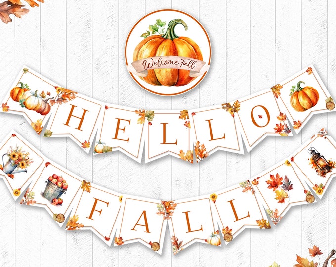 Printable Hello Fall Banner Fall Decor Bulletin Board - Etsy