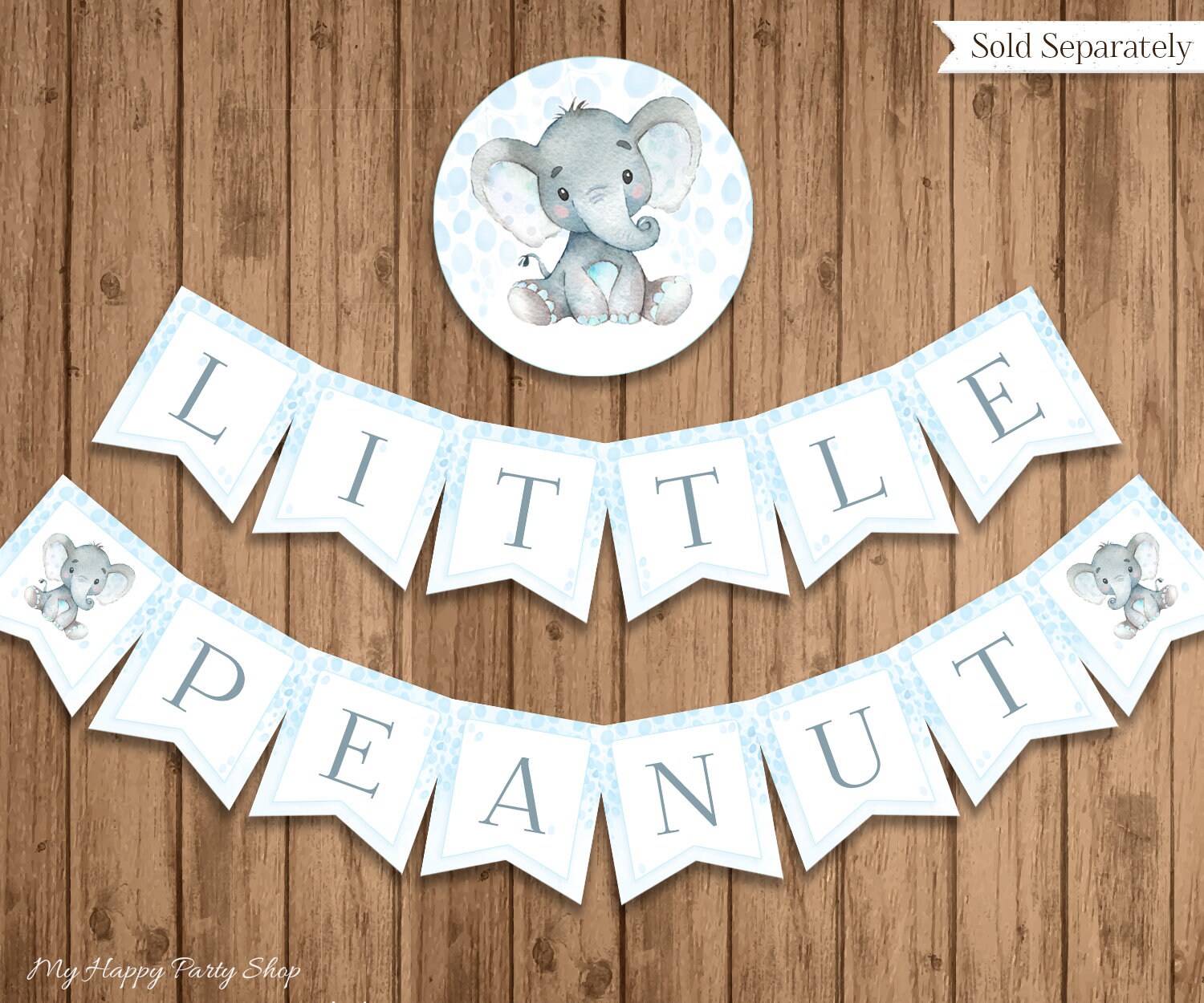 Elephant Favor Tags PRINTABLE Blue Elephant Tags Baby | Etsy