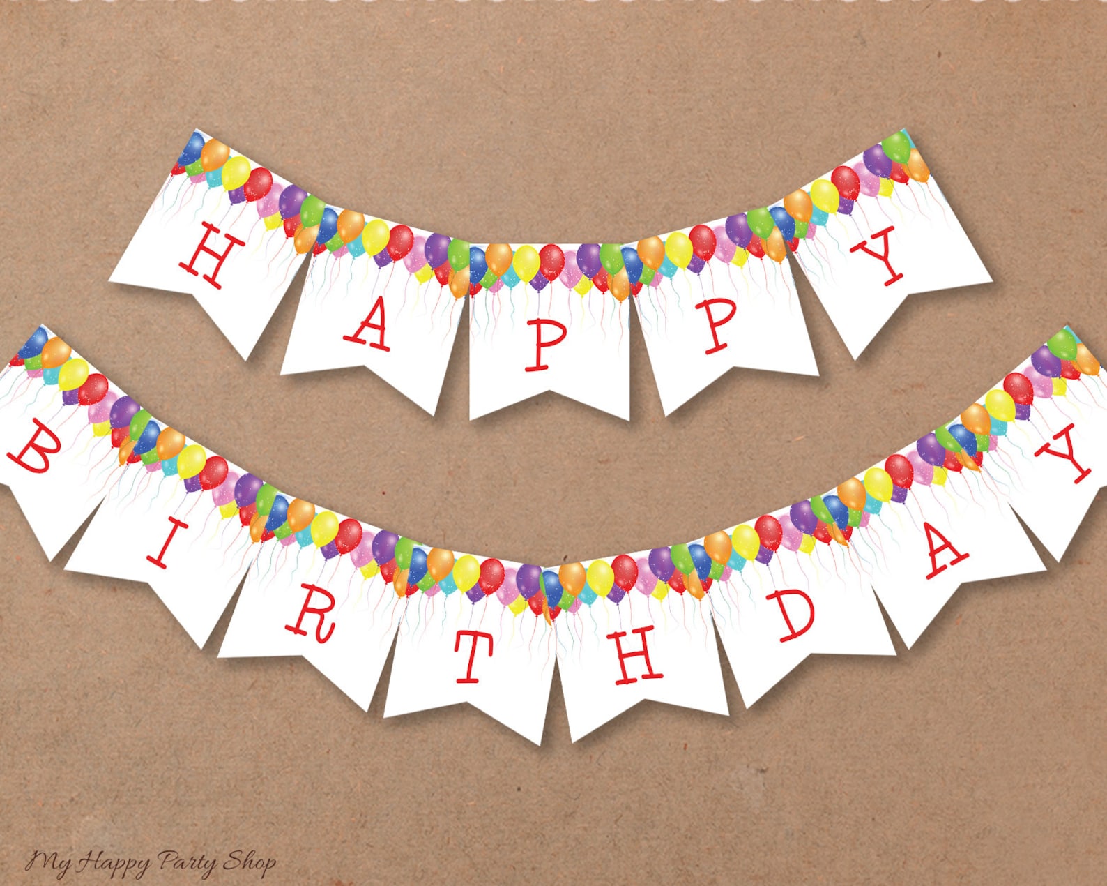 Balloons Happy Birthday Banner PRINTABLE Balloons Party - Etsy