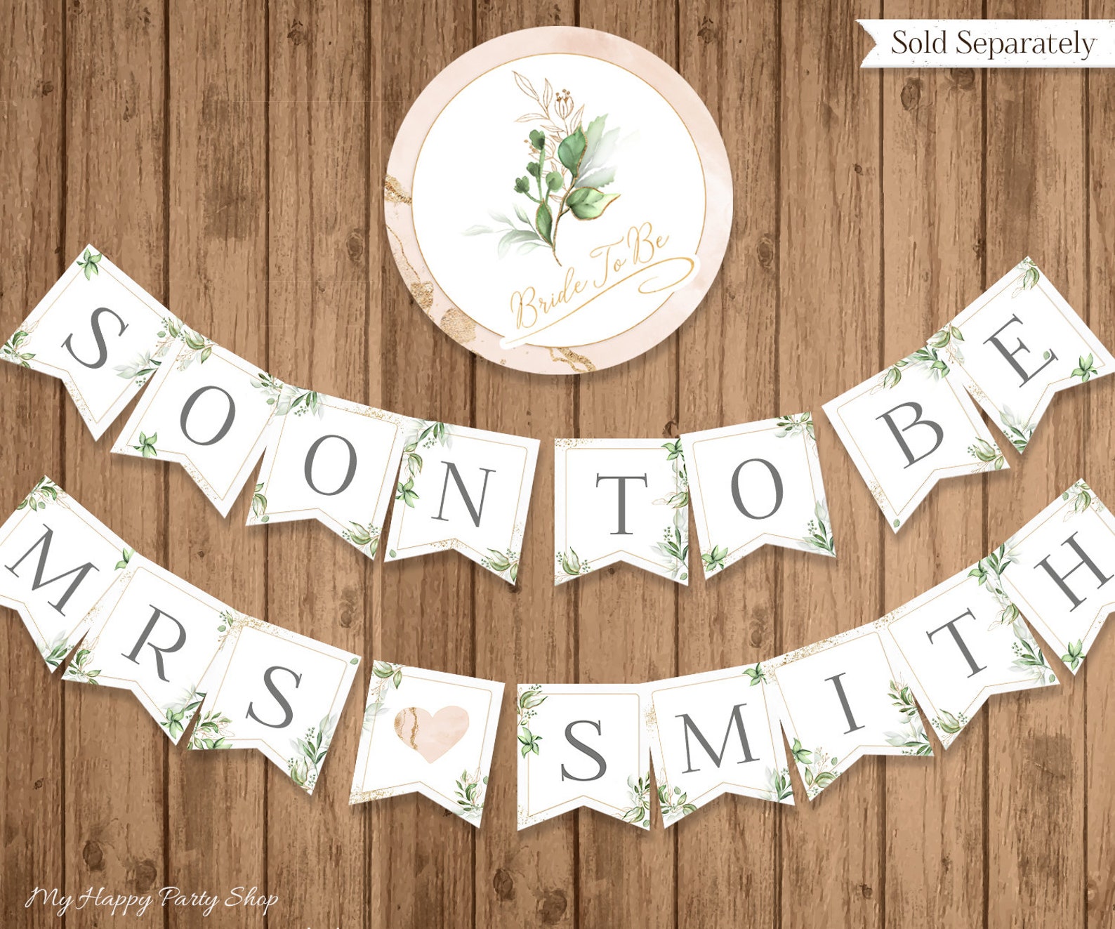 Bridal Shower Banner, PRINTABLE, Greenery Bride to Be Banner, Bridal ...