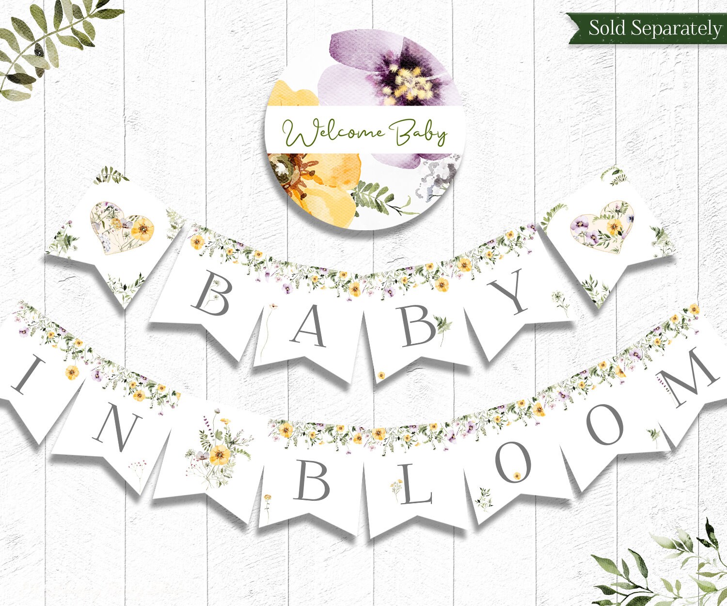 Wild Flower Welcome Baby Banner, PRINTABLE, Floral Welcome Baby, Spring ...