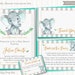 Mint Elephant Favor Tags, PRINTABLE, Mint Green, Cute Elephant Tags ...