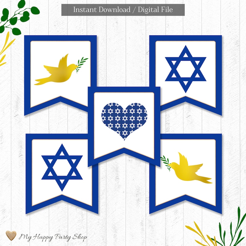 Happy Yom Haatzmaut Banner, PRINTABLE, Israel Independence Day, Yom Ha ...
