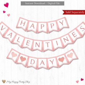 Pink Happy Birthday Banner | PRINTABLE | Heart Theme Party | Heart ...