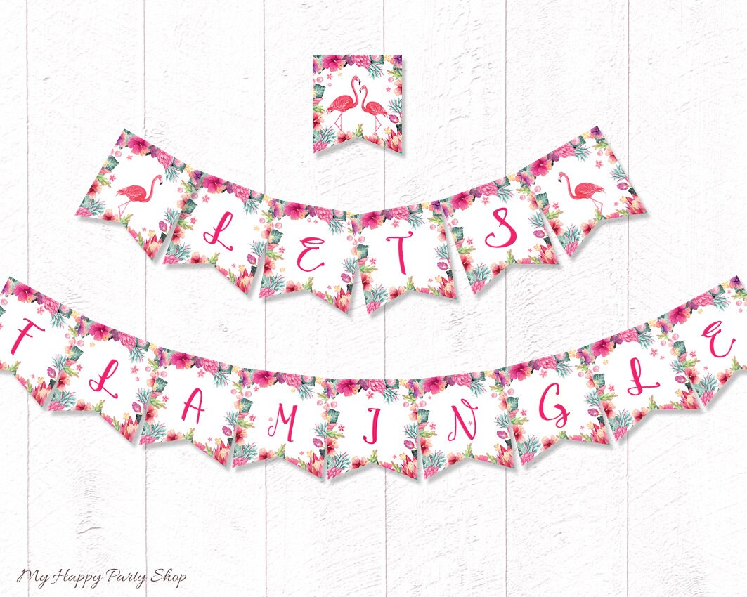 Tropical Favor Tags PRINTABLE Flamingo Favor Tags Tropical | Etsy