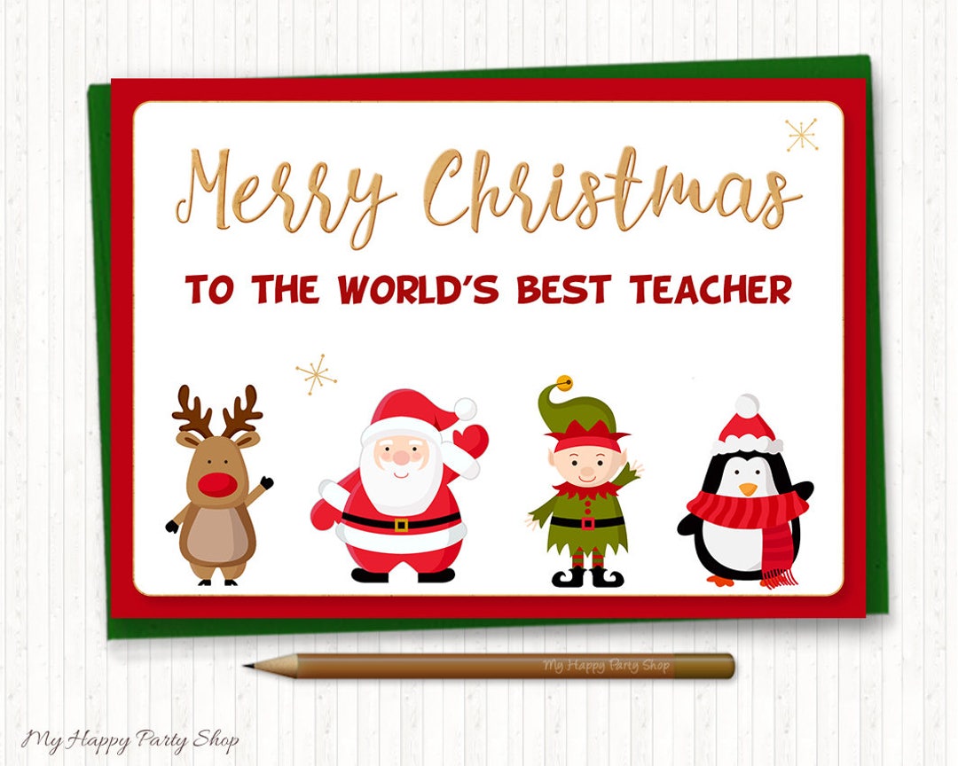 Teacher Christmas Gift, PRINTABLE, Merry Christmas Teacher, Happy ...