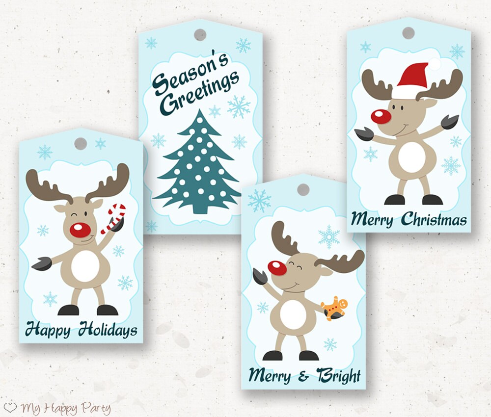 Christmas Favor Tags PRINTABLE Merry Christmas Tags Kids - Etsy