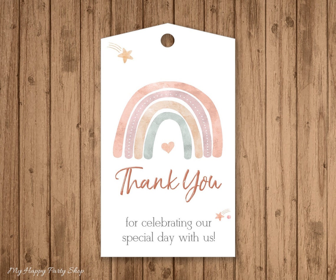 Boho Rainbow Thank You Tags PRINTABLE Rainbow Tags Baby - Etsy