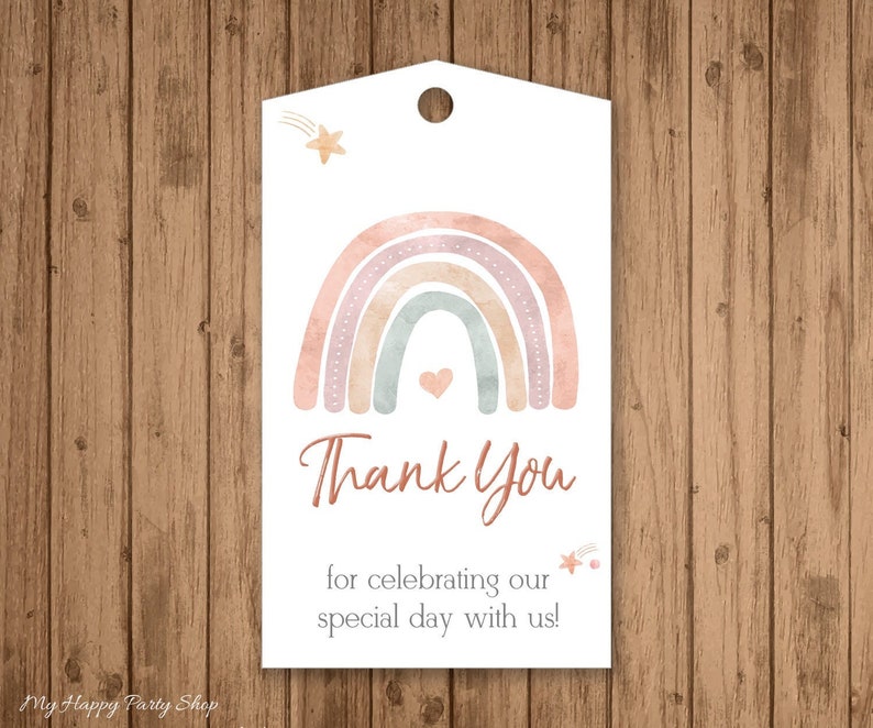 Boho Rainbow Thank You Tags PRINTABLE Rainbow Tags Baby | Etsy