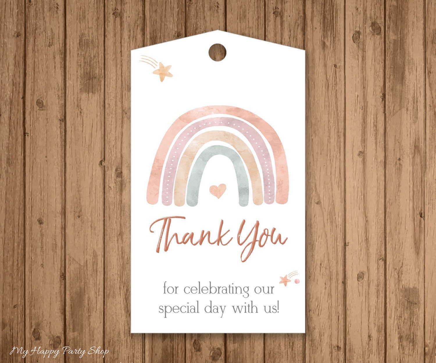 Boho Rainbow Thank You Tags PRINTABLE Rainbow Tags Baby | Etsy