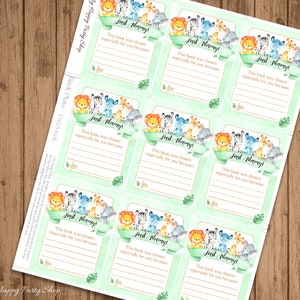 Animals Book Plates, PRINTABLE, Safari Baby Shower, Animals Bookplates ...