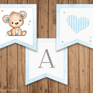 Teddy Bear Baby Shower Banner, PRINTABLE, Welcome Baby, Baby Boy Banner ...