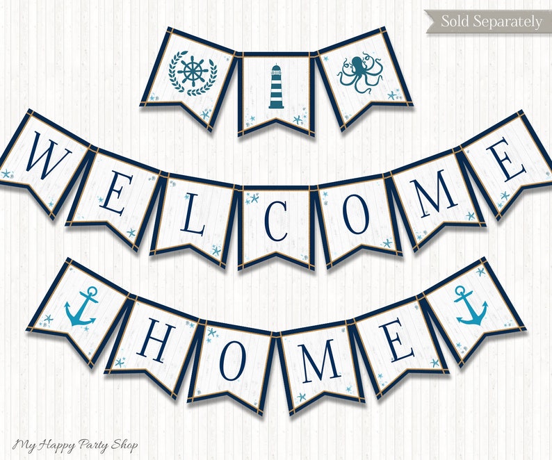 Happy Birthday Banner, PRINTABLE, Nautical Banner, Anchor Banner ...