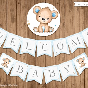 Teddy Bear Baby Shower Banner, PRINTABLE, It's a Boy Baby Shower Banner ...