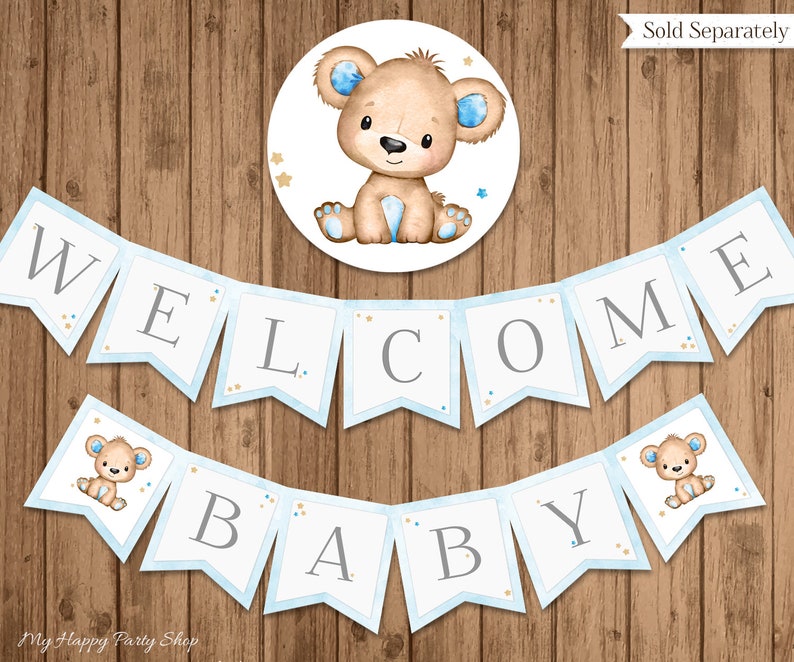 Teddy Bear Baby Shower Banner, PRINTABLE, It's a Boy Baby Shower Banner ...