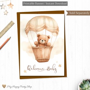 Welcome Baby Banner, PRINTABLE, Teddy Bear Theme, Neutral Welcome Baby ...