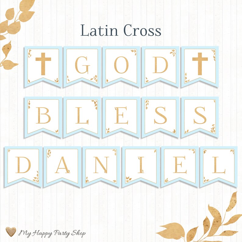 Blue God Bless Banner PRINTABLE Custom Banner DIY Baptism - Etsy