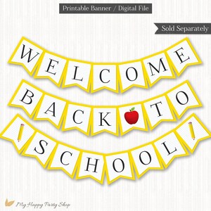 Good Luck Banner, PRINTABLE, Back to School Banner, School Party, Apple ...