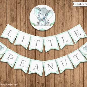 Mint Elephant Favor Tags, PRINTABLE, Mint Green, Cute Elephant Tags ...