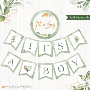 Oh Baby Banner, PRINTABLE, Sage Baby Shower, Olive Green Welcome Baby ...