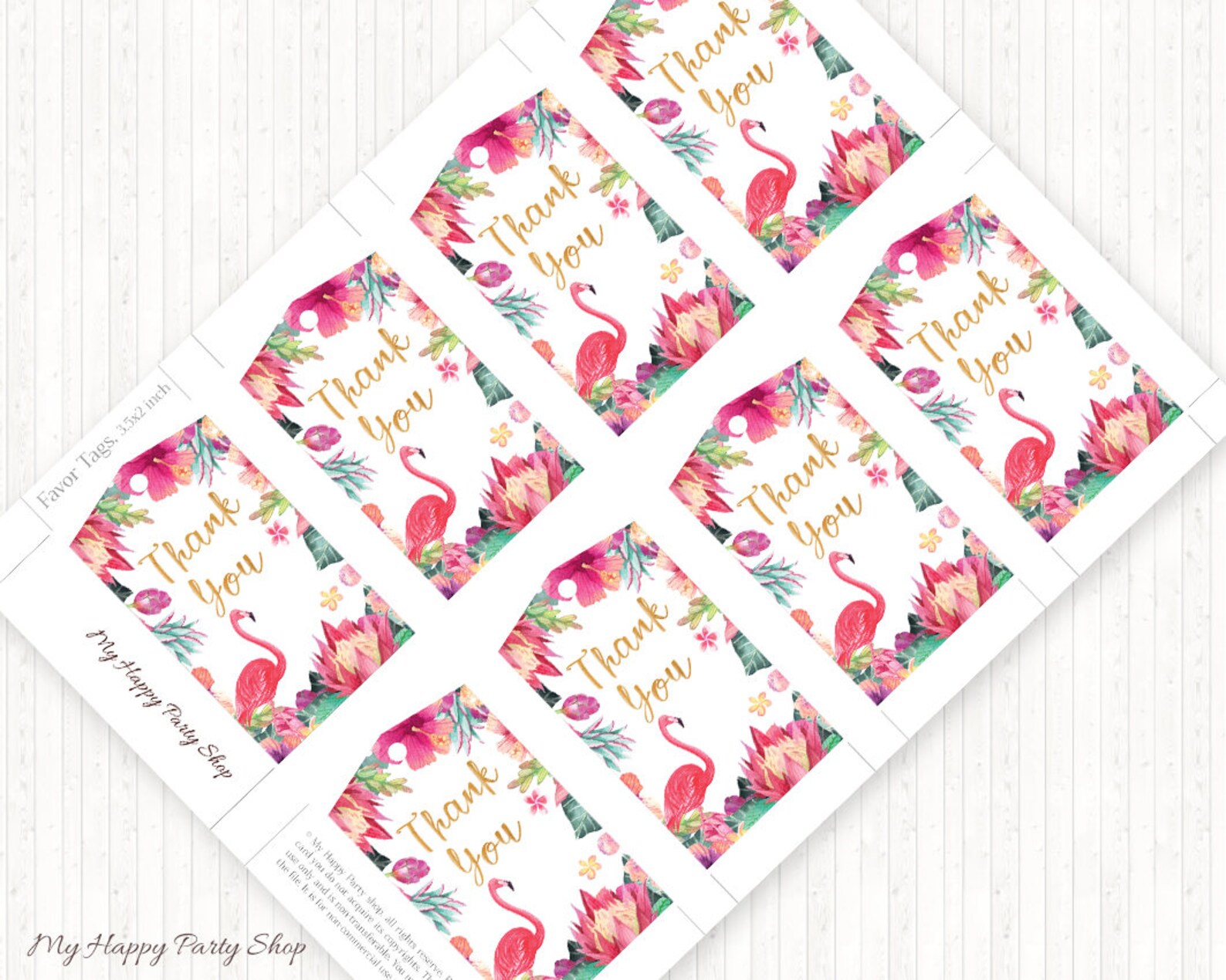 Tropical Favor Tags, PRINTABLE, Flamingo Favor Tags, Tropical Birthday ...