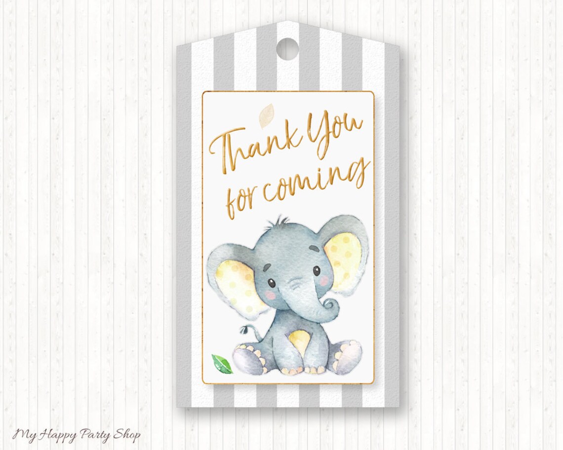 Yellow Elephant Favor Tags PRINTABLE Cute Elephant Tags - Etsy Canada