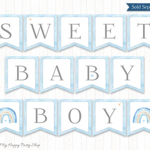 Rainbow Welcome Home Banner, PRINTABLE, Welcome Baby, Blue Rainbow, Boy ...