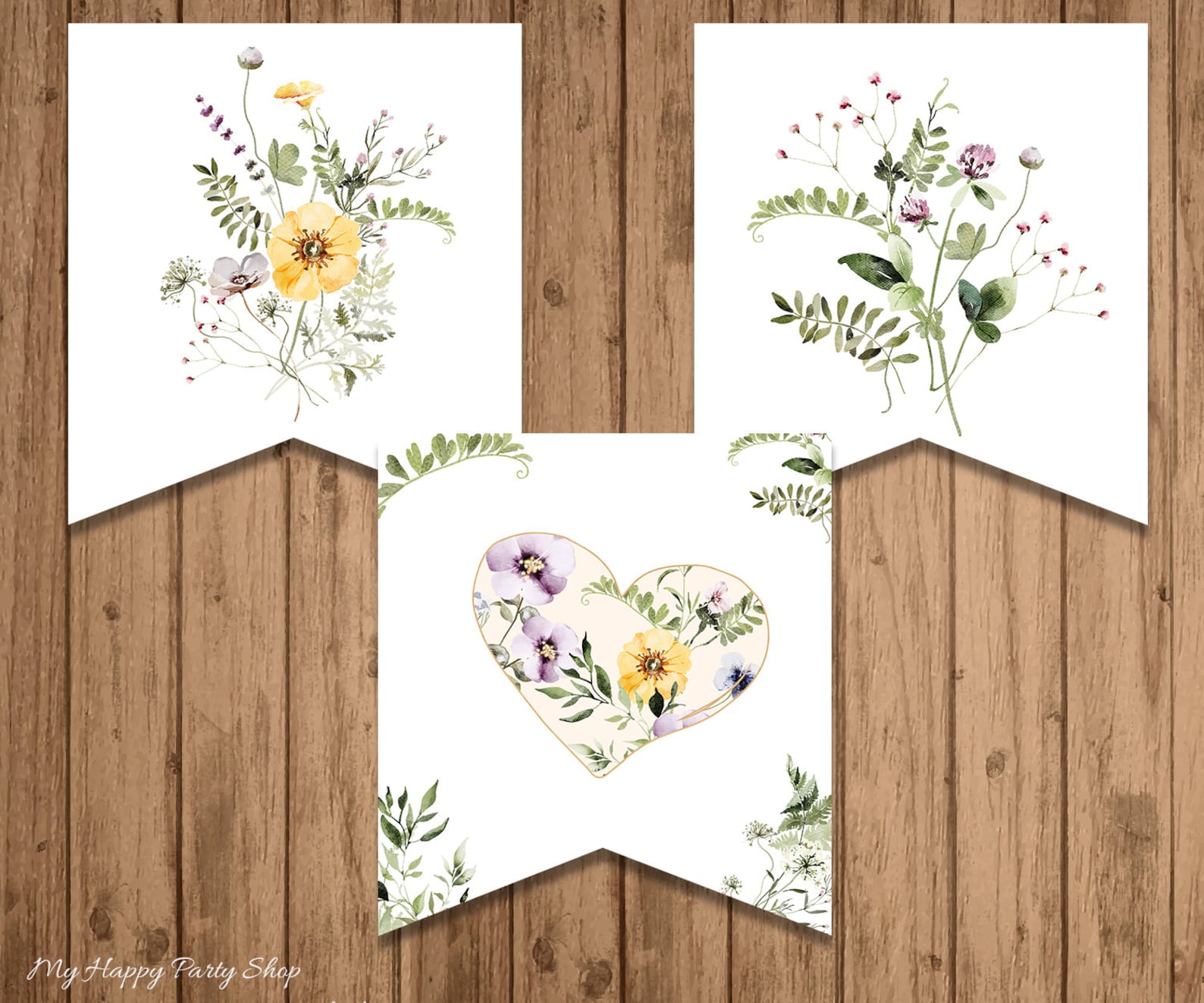 Happy Birthday Banner, PRINTABLE, Floral Birthday Banner, Birthday ...